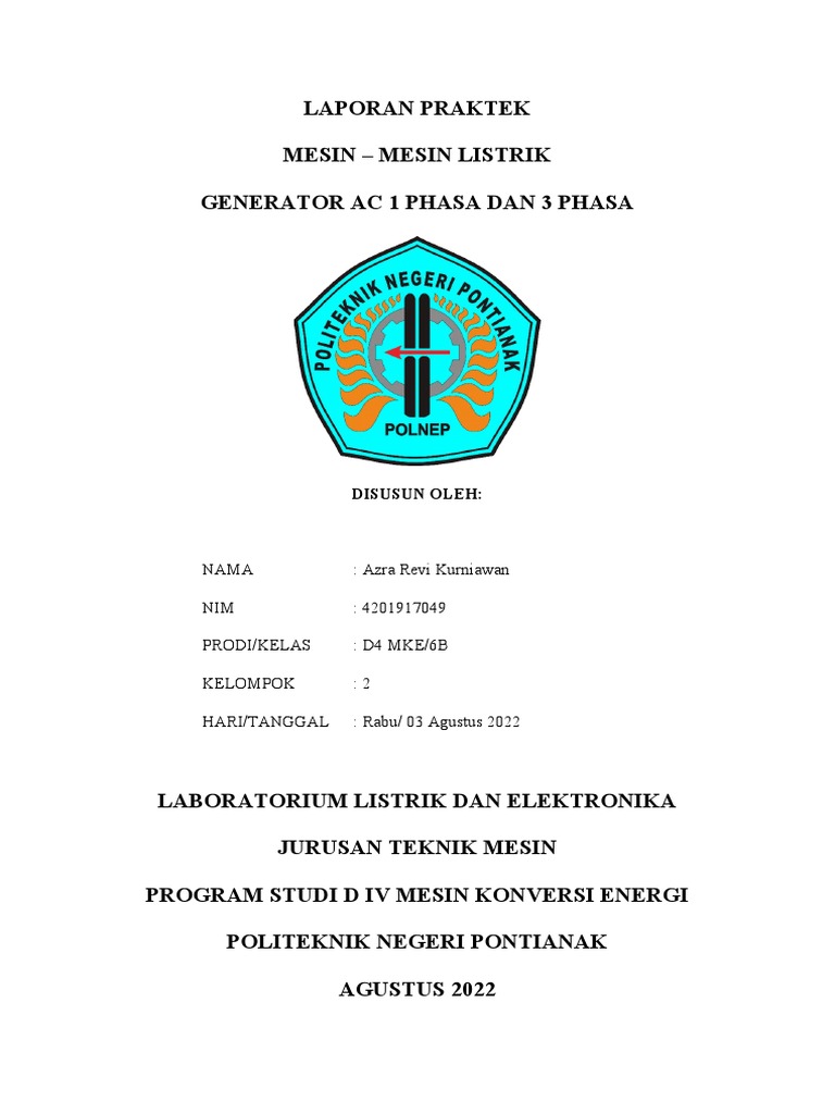 LAPORAN PRAKTEK Generator Ac | PDF
