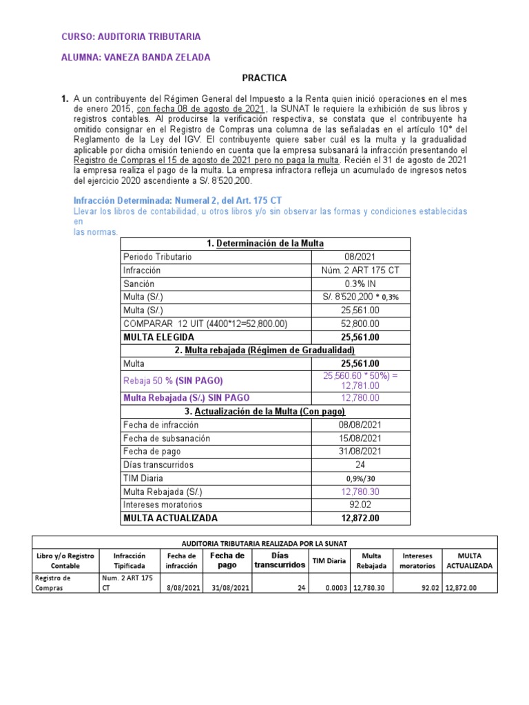 Multas y Gradualidad en Auditoría Tributaria | PDF | Multa (pena ...