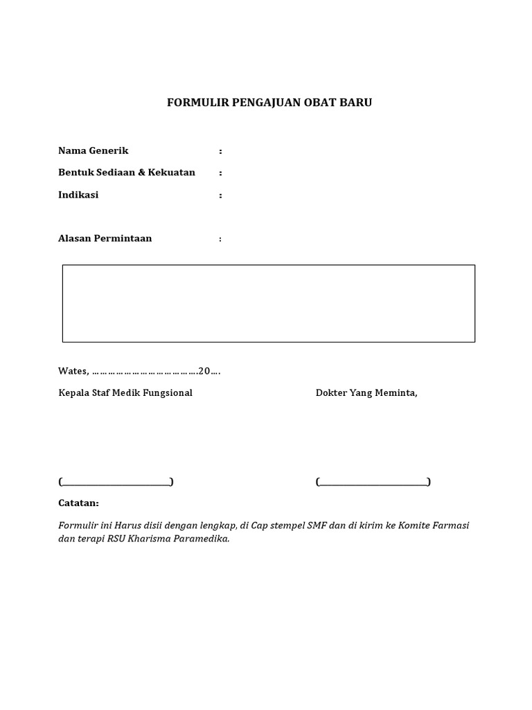 Formulir Pengajuan Obat Baru | PDF