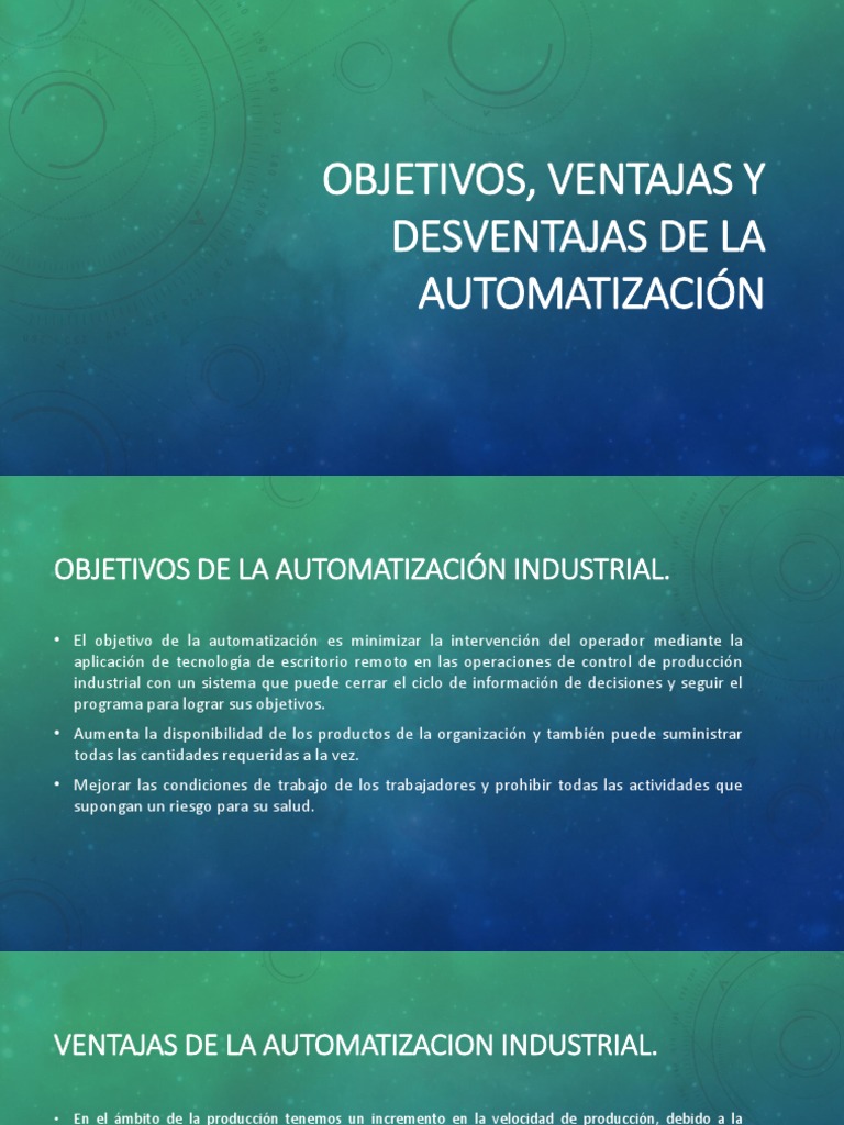 Objetivos, Ventajas y Desventajas de La Automatización | PDF | Automatización | Economias