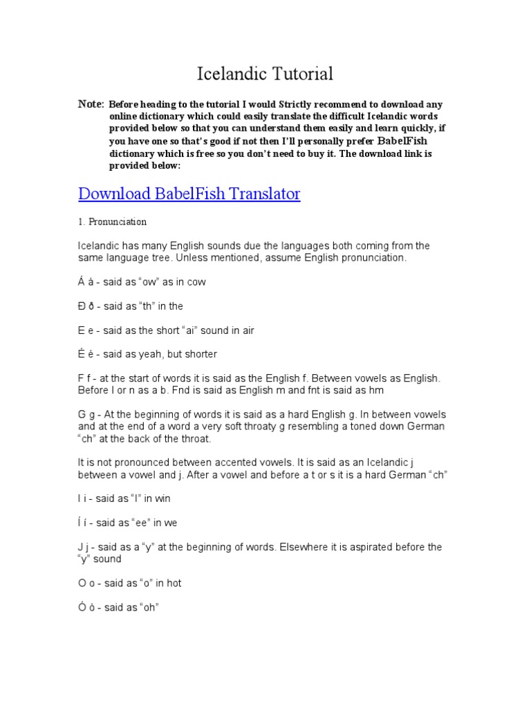 Icelandic Tutorial | PDF | Grammatical Gender | Grammatical Number