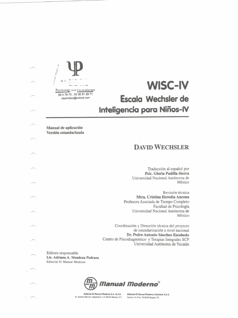 Manual Wisc - IV | PDF