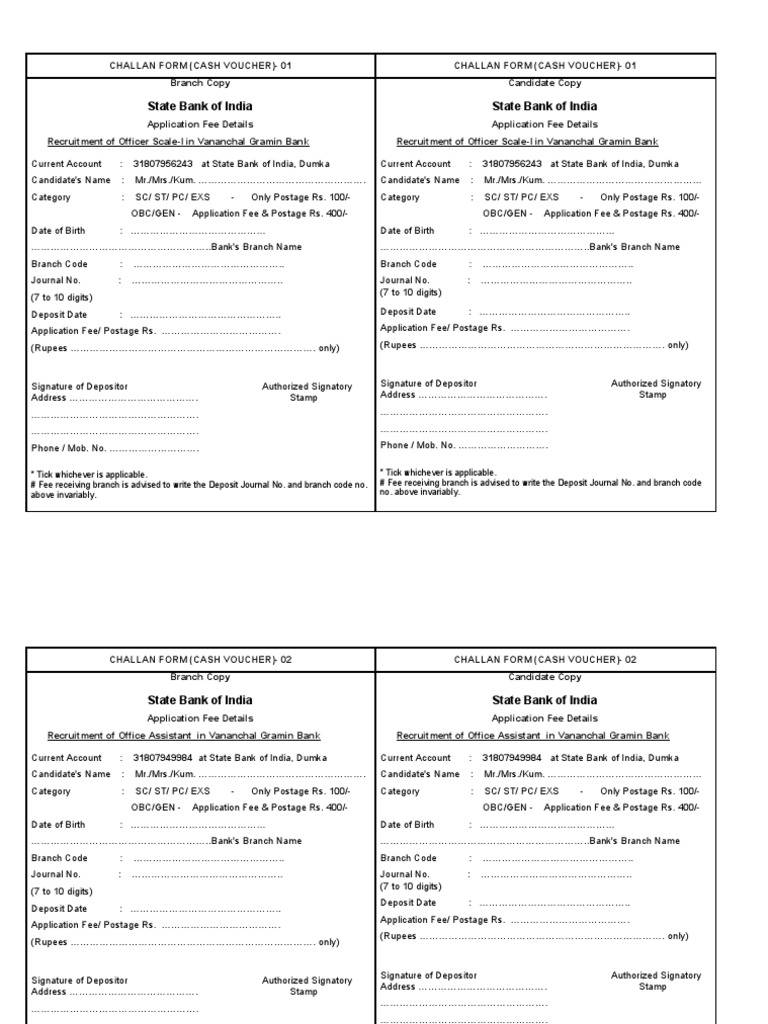 Challan Form | PDF | Rupee | Deposit Account