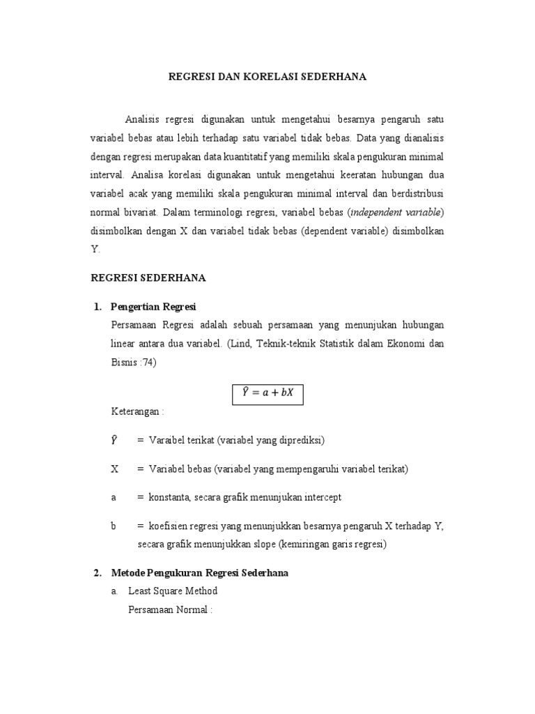 Regresi Dan Korelasi Sederhana | PDF
