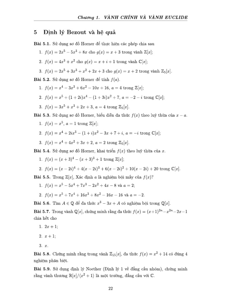 BTVN 05. Định Lý Bezout Và Hệ Quả | PDF