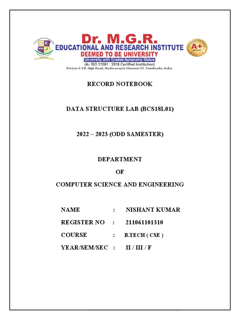 Data Structure Record | PDF | Queue (Abstract Data Type) | Computer Programming