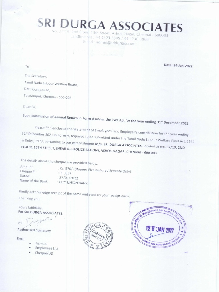 Sri Durga LWF Form A | PDF