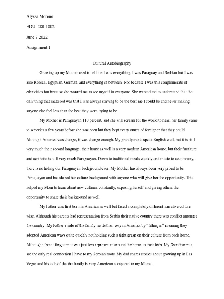 Cultural Autobiography | PDF
