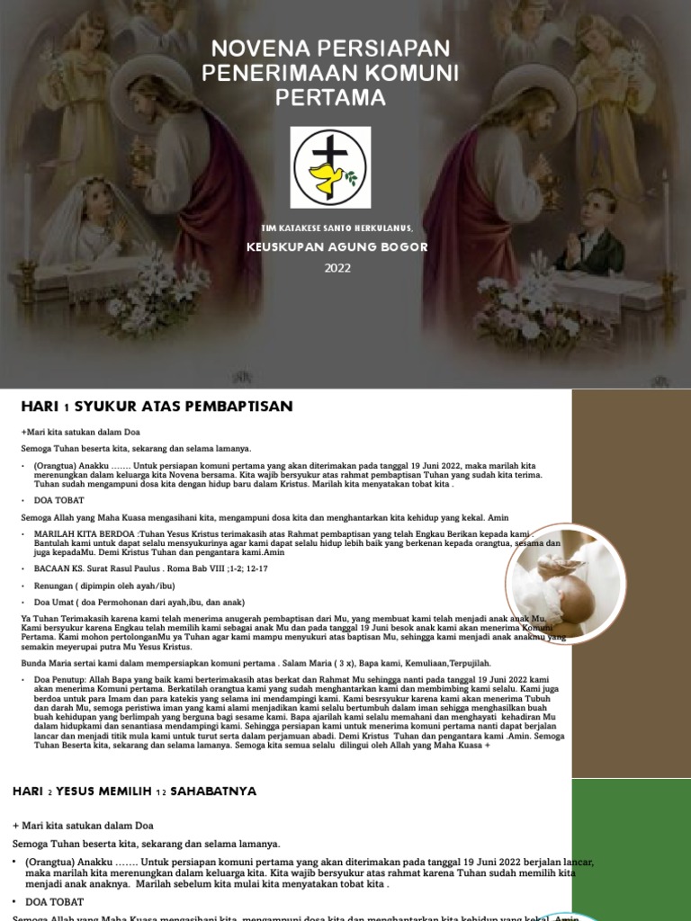 Novena Persiapan Penerimaan Komuni Pertama | PDF