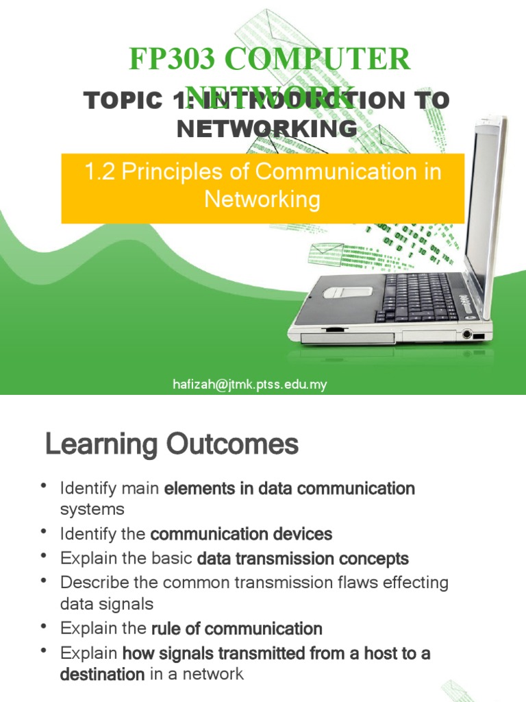 Topic 1.2 Principle of Communication in Networking | PDF | Transmission ...