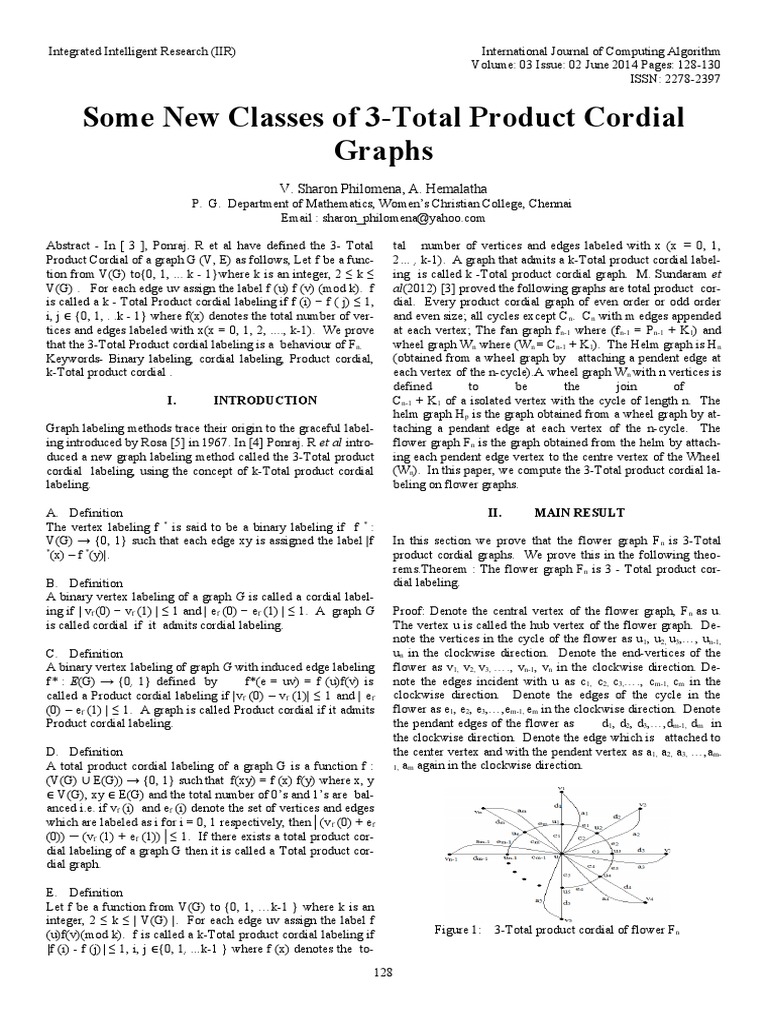 Some New Classes of 3-Total Product Cordial Graphs | PDF | Vertex (Graph Theory) | Graph Theory