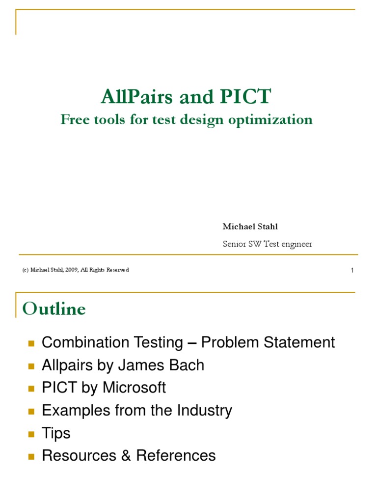 AllPairs and PICT: Free Tools for Test Design Optimization | PDF ...
