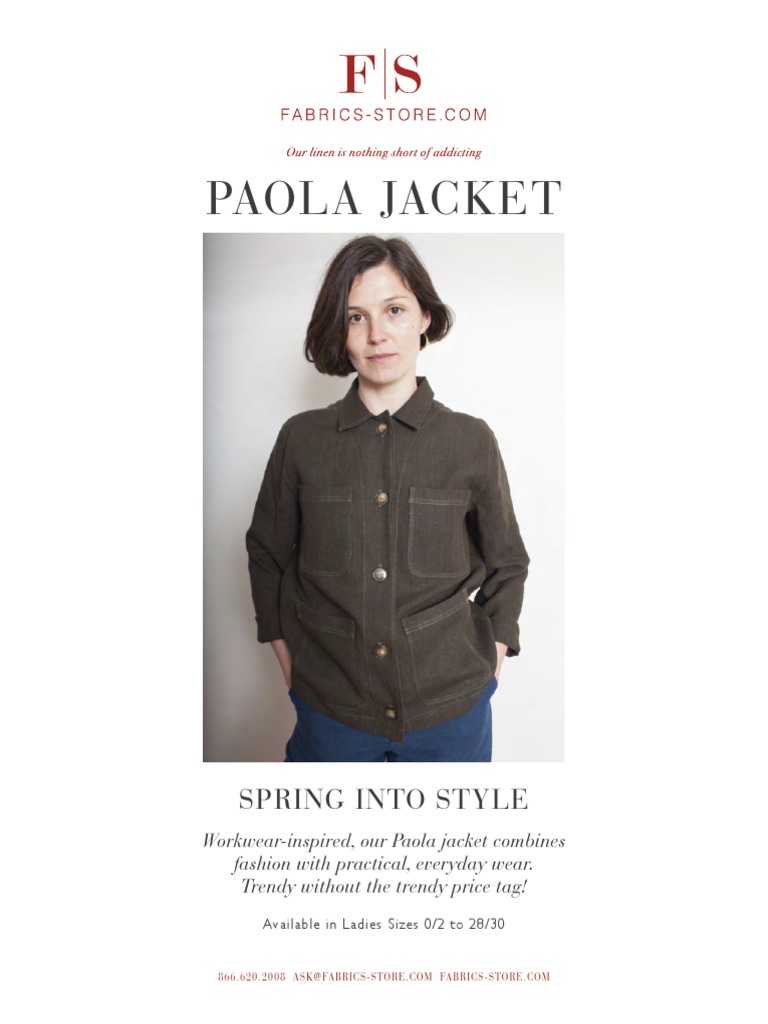 Paola Workwear Jacket Sewing Pattern | PDF | Seam (Sewing) | Consumer Goods