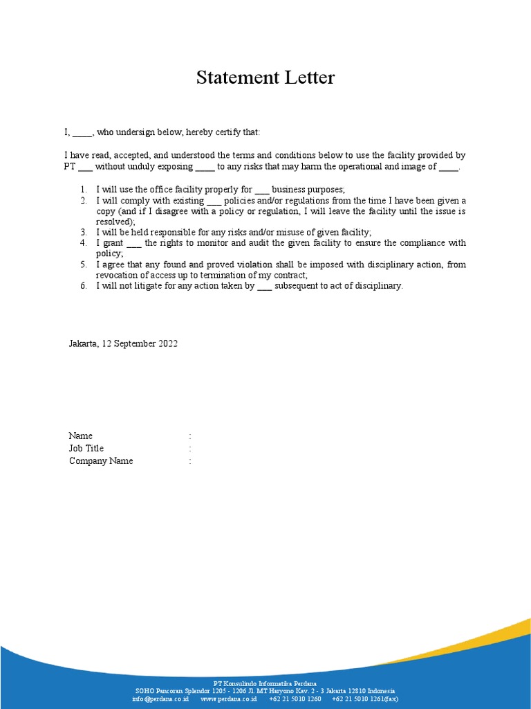 Statement Letter | PDF | Business | Government