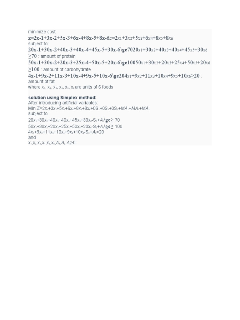 Solution Using Simplex Method | PDF | Cooking, Food & Wine | Teaching Methods & Materials