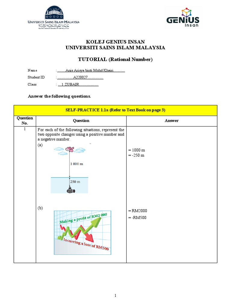 Tutorial Rational Number Students | Download Free PDF | Arithmetic | Mathematics