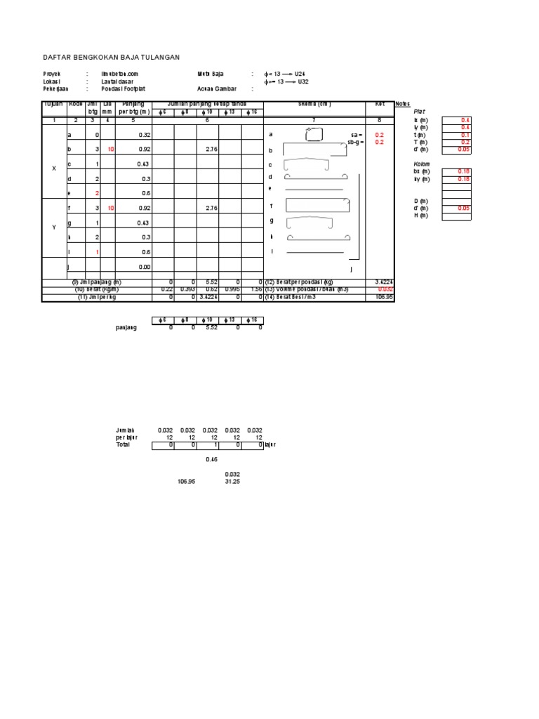 Hitung Berat Besi DLM Vol Beton FIX | PDF