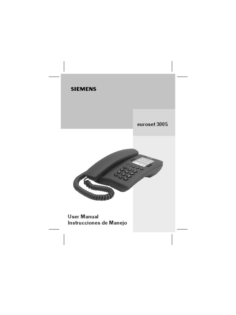 Manual Telefono Siemens Euroset - 3005 | PDF | Telephone | Telephone ...