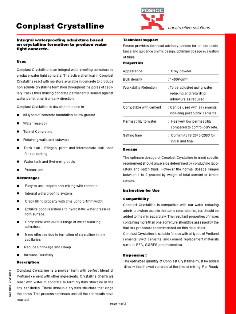 Integral Waterproofing Admixture for Concrete: Properties, Uses, and ...