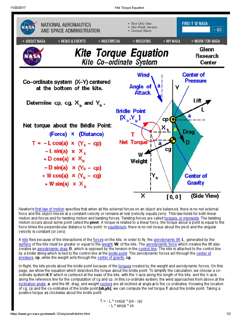 Kite Torque Equation | PDF | Force | Torque