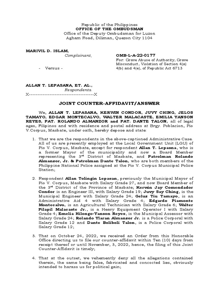 Counter Affidavit | PDF | Surveying | Government