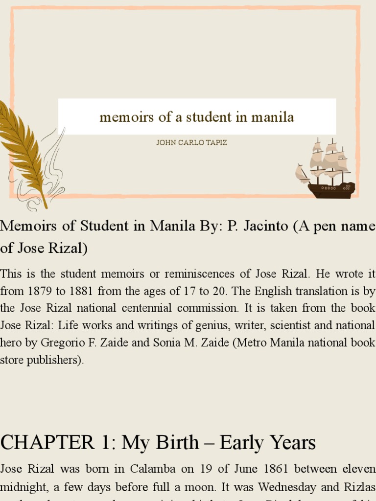 Memoirs of A Student in Manila | PDF