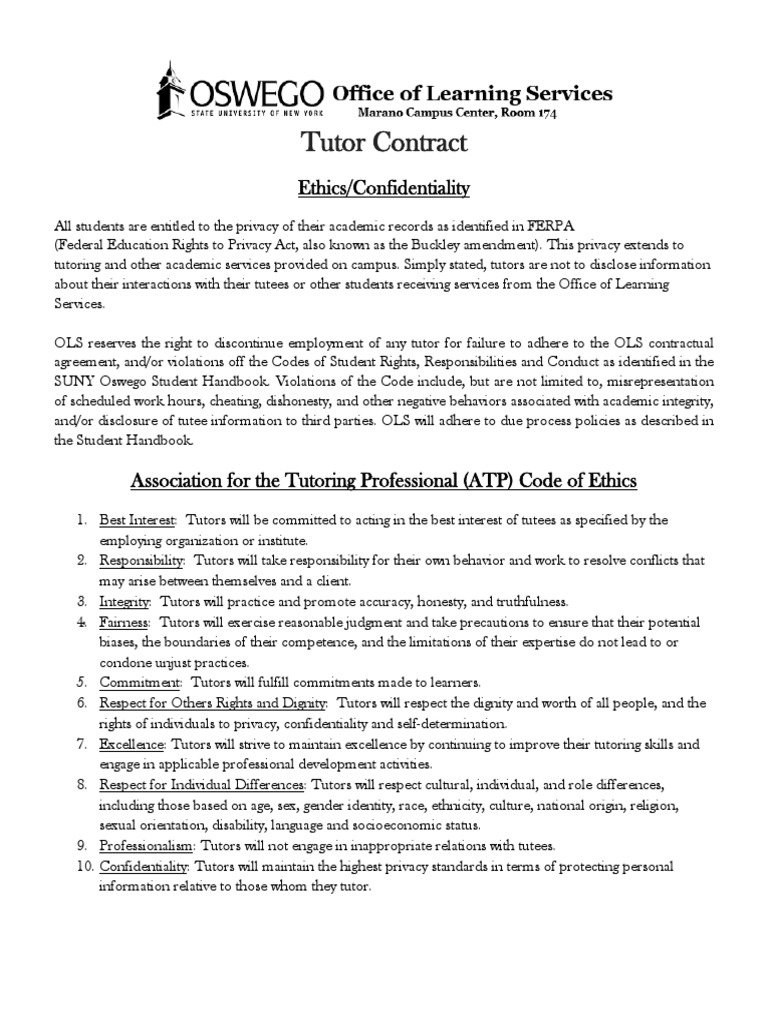 Upholding Student Privacy and Academic Integrity: A Tutoring Contract ...