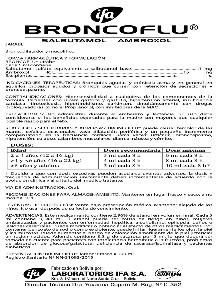 Broncoflu | PDF | Medicamentos con receta | Medicina CLINICA
