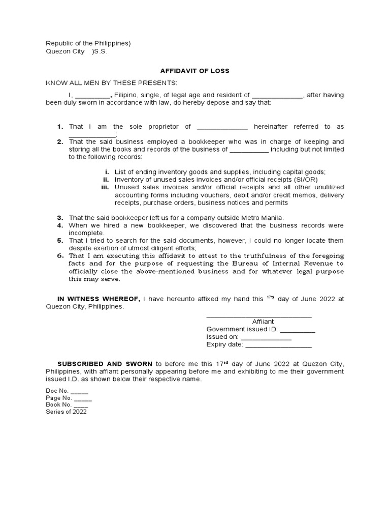 Affidavit of Loss | PDF