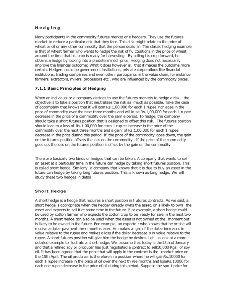 Hedging | PDF | Hedge (Finance) | Futures Contract