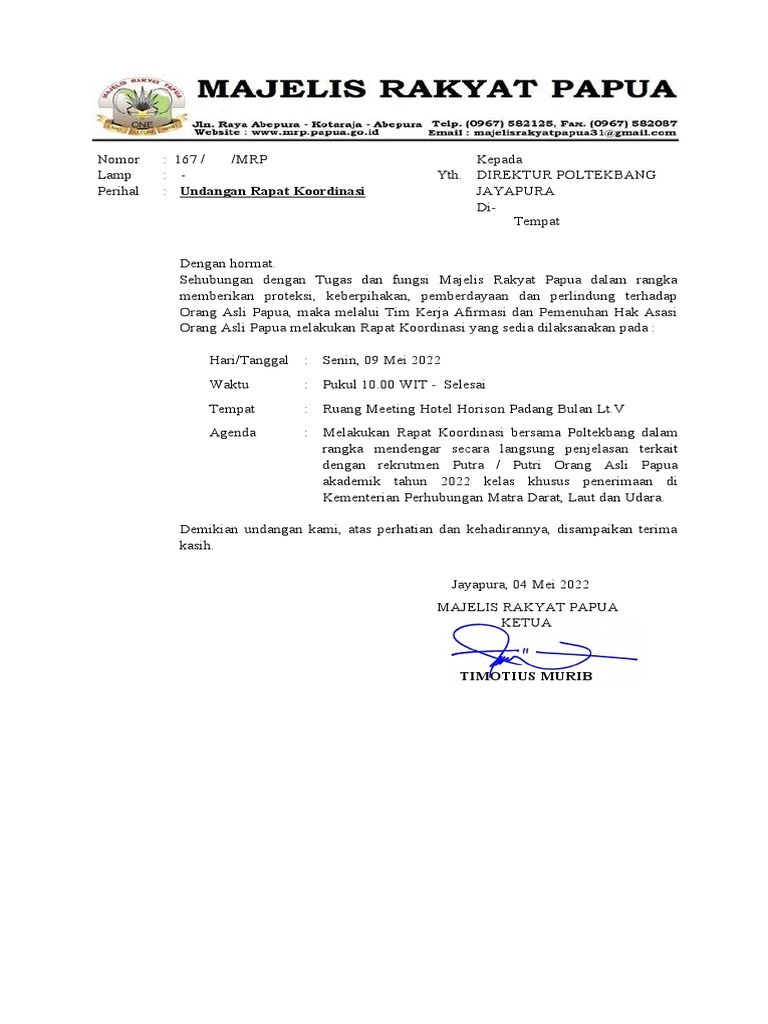 Rapat Koordinasi OAP Papua | PDF