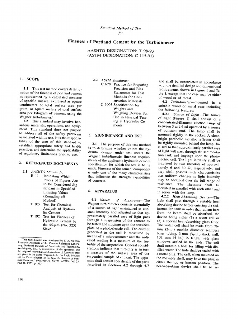 Aashto T 098-93 | PDF