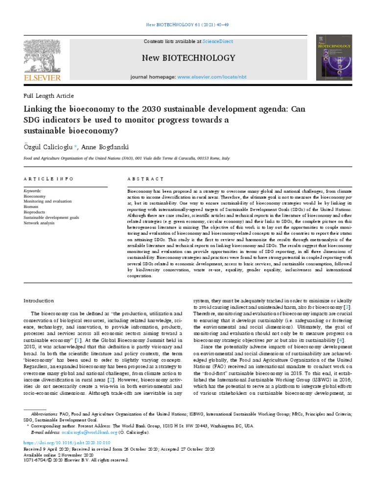 3 Linking The Bioeconomy To The Sustainable Development Agenda Can Sdg