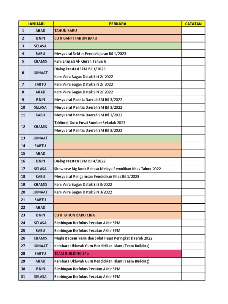 TAKWIM 2023 SPB | PDF