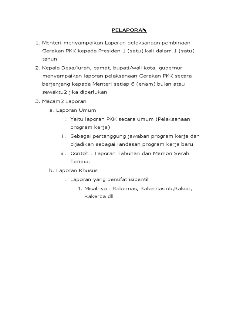 Sistematika Laporan RAKERNAS IX | PDF