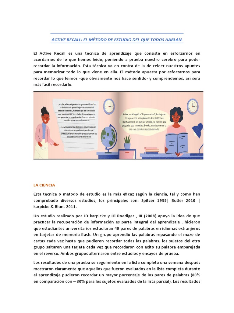 Active Recall | PDF | Aprendizaje | Memoria