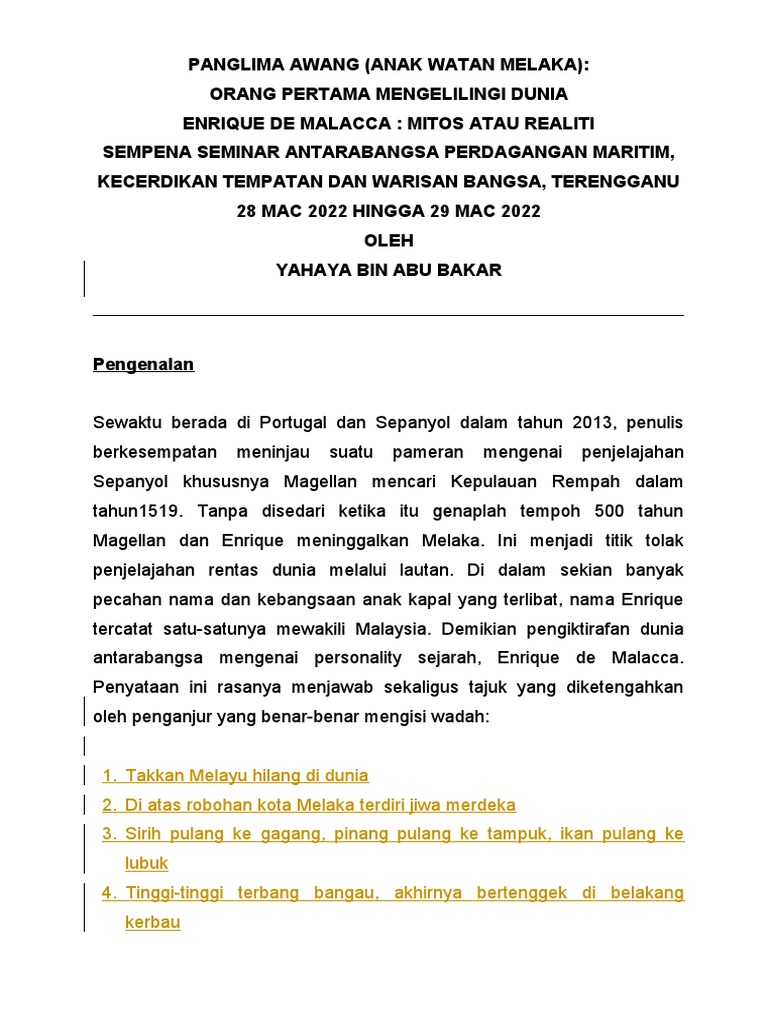 Enrique de Malacca: Penjelajah Sejarah | PDF | Sejarah