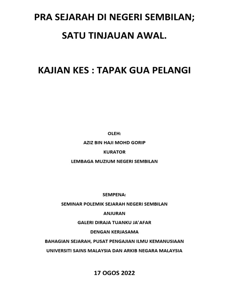 Pra Sejarah Di Negeri Sembilan (GTJ) | PDF