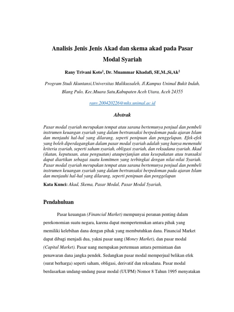 Akad dalam Pasar Modal Syariah | PDF