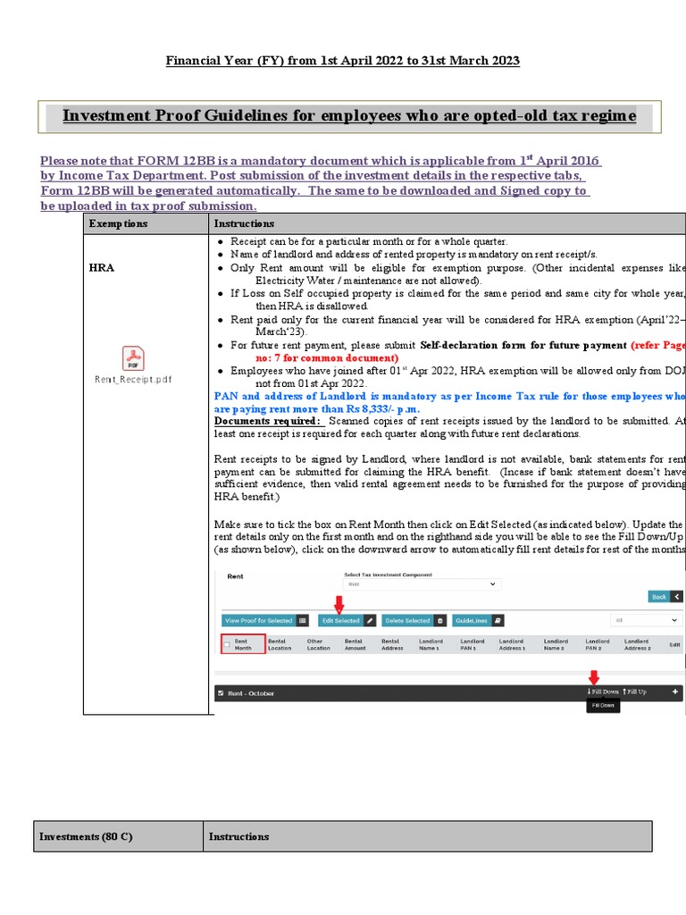 ATI - Guidelines For Investment Proof Submission 2022-2023 V1.0 | PDF | Insurance | Loans