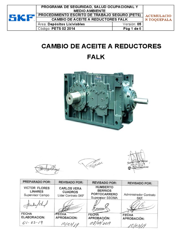 2.pets Cambio de Aceite A Reductores Falk Rev04 | PDF | Bienes ...