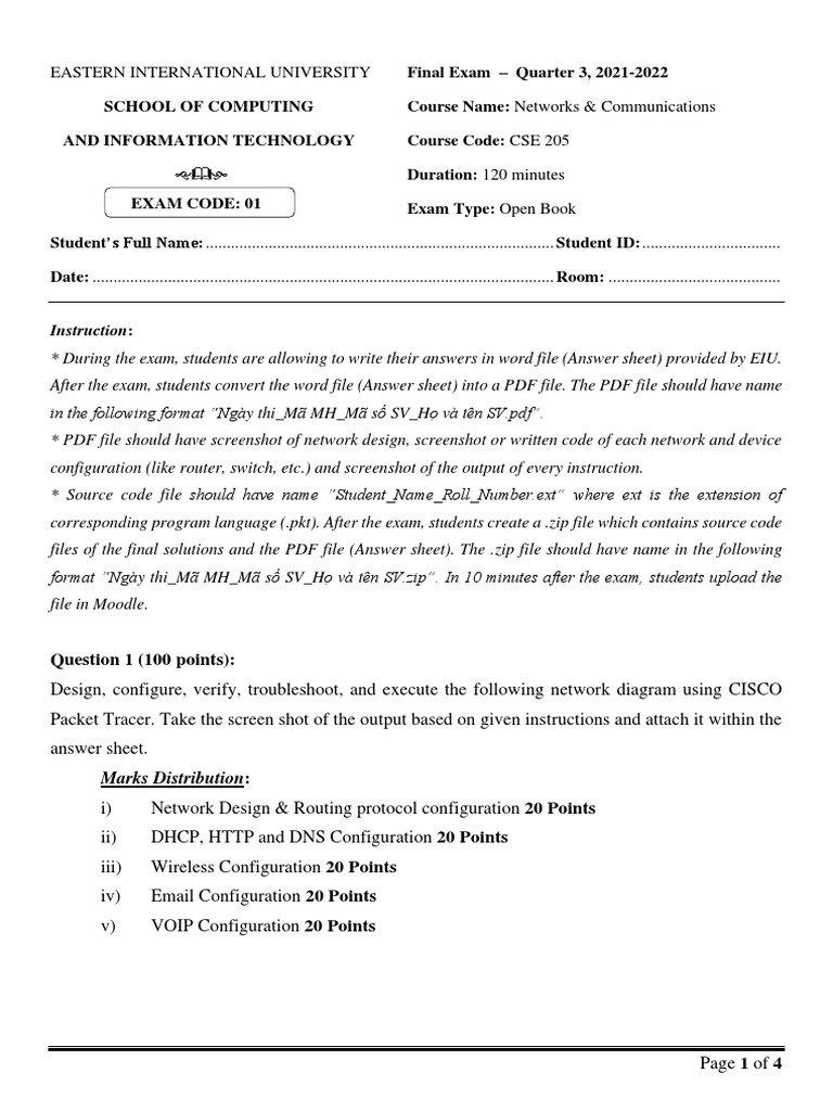CSE 205 Final Exam-Question | PDF | Router (Computing) | Routing CSE 205 Final Exam-Question | PDF | Router (Computing) | Routing
