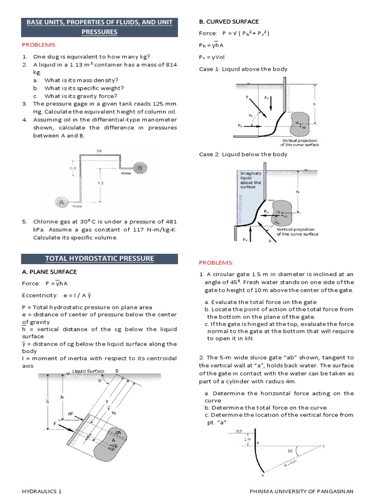 Notes In Hydraulics Pdf Buoyancy Quantity