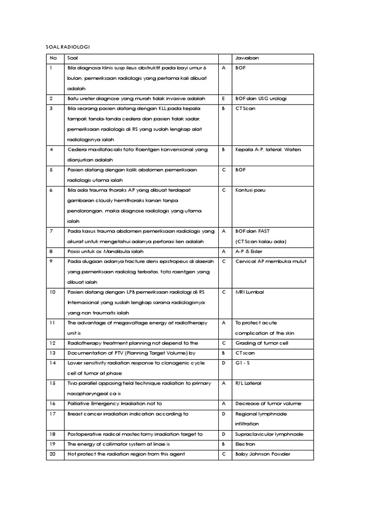 Soal Radiologi | PDF