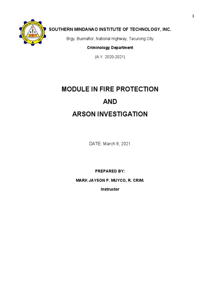 Arson Module in Midterm | PDF | Firefighting | Fires