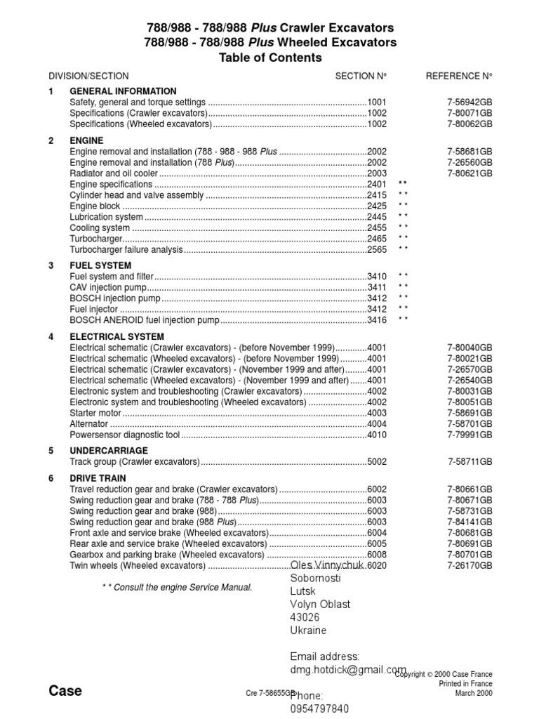 Case 788-988 Service Manual | PDF | Motor Oil | Machines