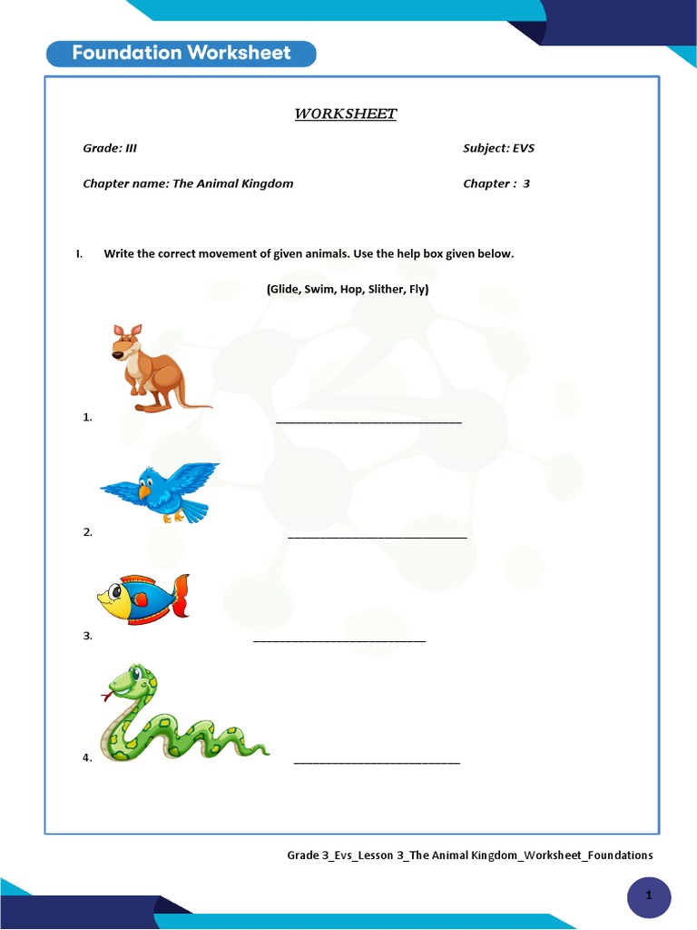 Lesson3 TheAnimalKingdom Worksheet Foundations | PDF | Organisms