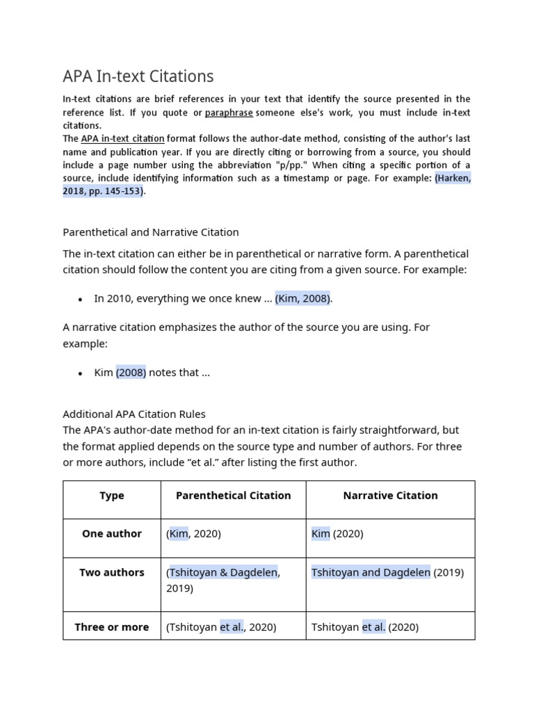 APA Intext Citation | PDF | Citation | Apa Style