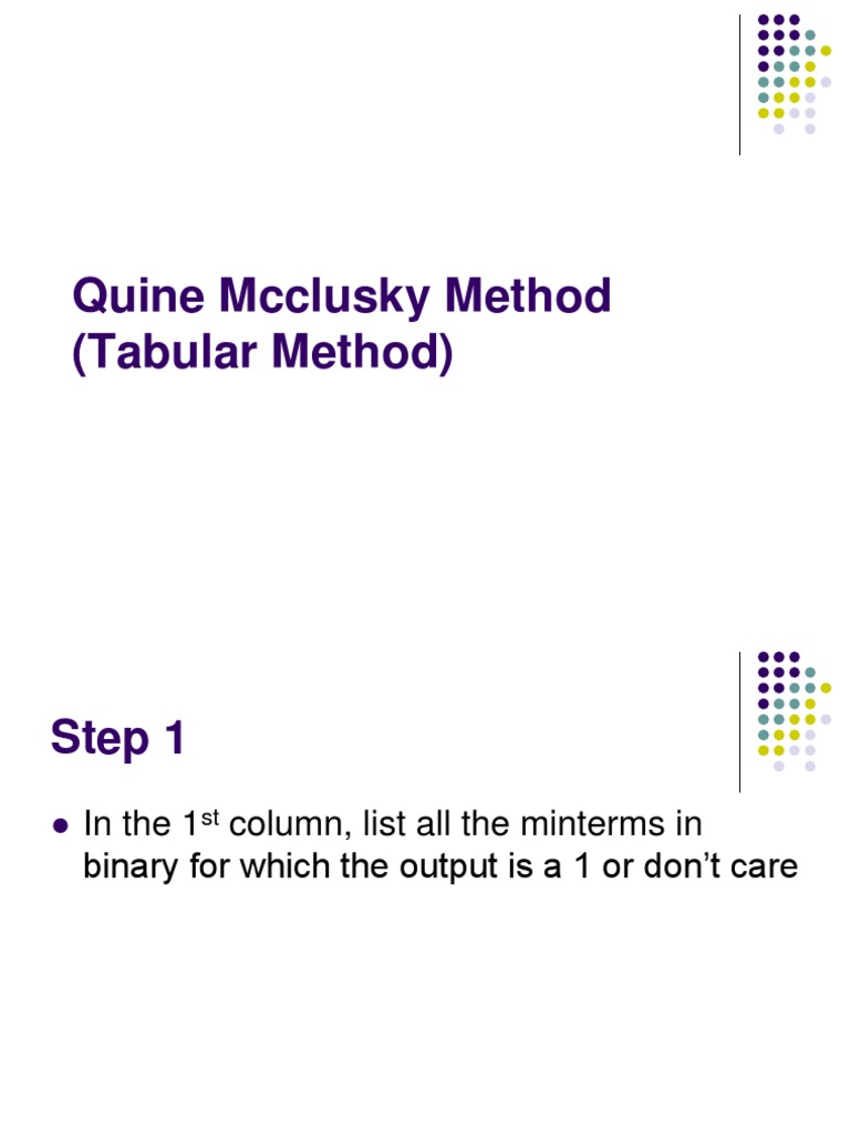 Quine Mcclusky Method (Tabular Method) | PDF | Computer Programming | Mathematics