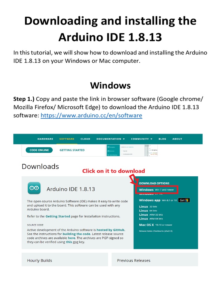 Downloading And Installing The Arduino Ide 1813 Pdf